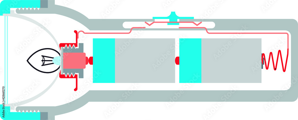Flashlight technical drawing. Isolated vector illustration of an ...