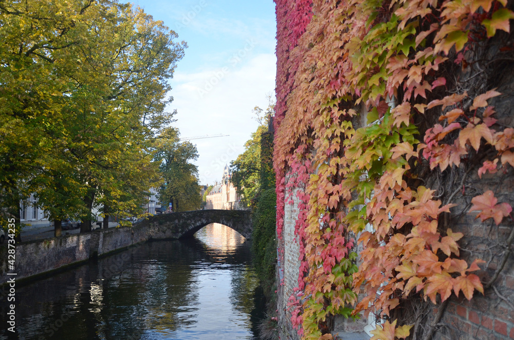 Autumn in Bruges, Belgium. Bruges, the capital of West Flanders in ...