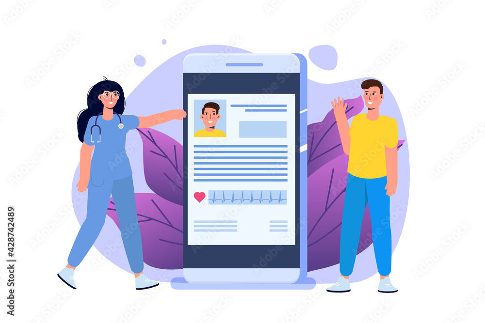Electronic health record concept. Online healthy electronic check list ...