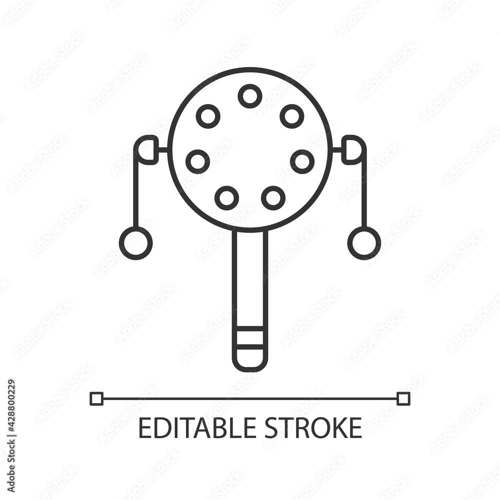 Pellet drum linear icon. Japanese toy for playing percussion. Rattle ...
