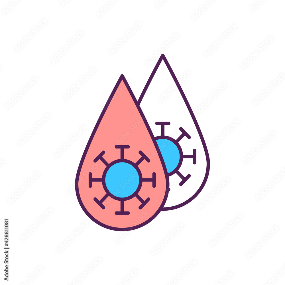 Water pollution with infectious agents RGB color icon. Typhoid and ...