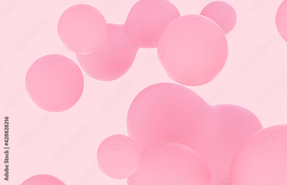 Beauty fashion backdrop with pink liquid blobs background. soap bubbles ...