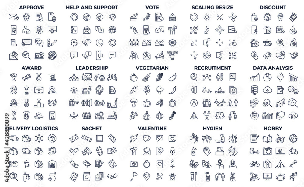 240 modern thin line icons. High quality pictograms. Linear icons set ...