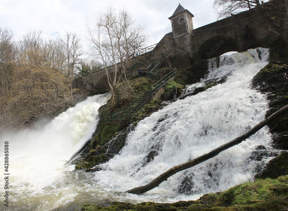 The tourist attraction of the waterfalls of Coo near Stavelot, in the ...