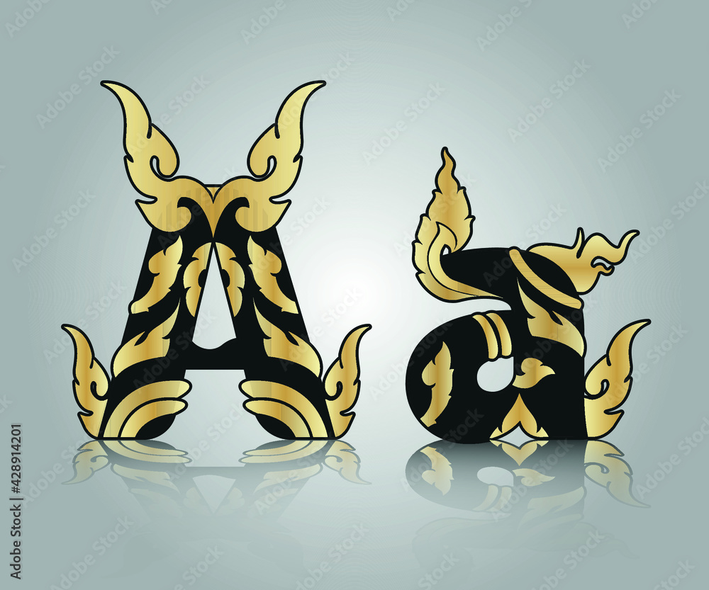 Alphabet Letter A with Abstract Line Laos, Art Font designed for ...