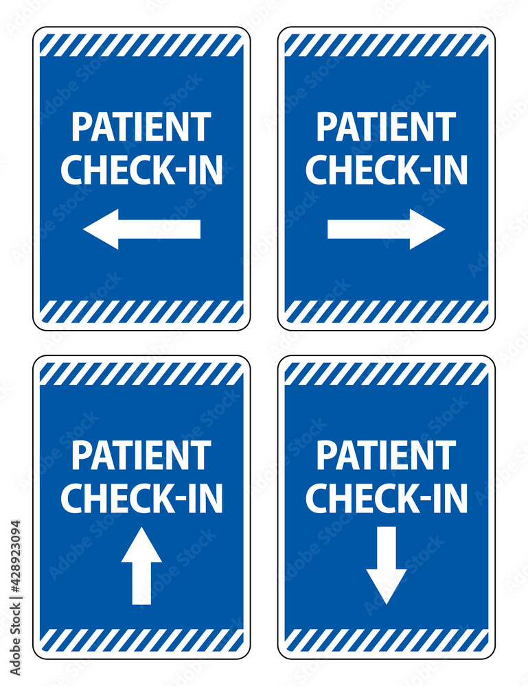 Patient Check-in Signs Collection with arrows pointing to different ...