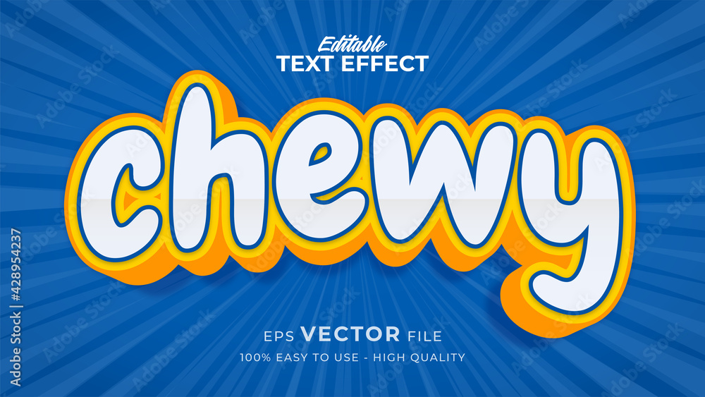 Editable text style effect - chewy cartoon text style theme Stock ...