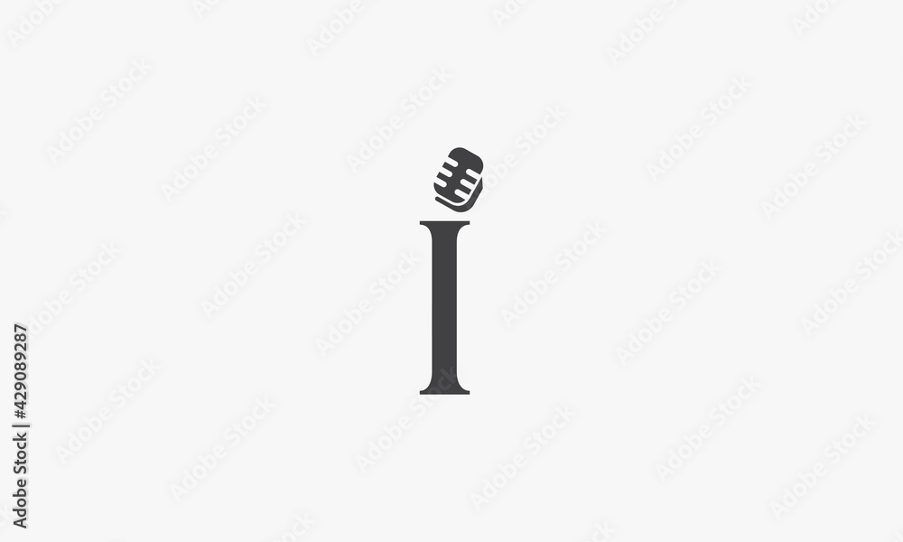 letter I microphone logo design concept. isolated on white background ...