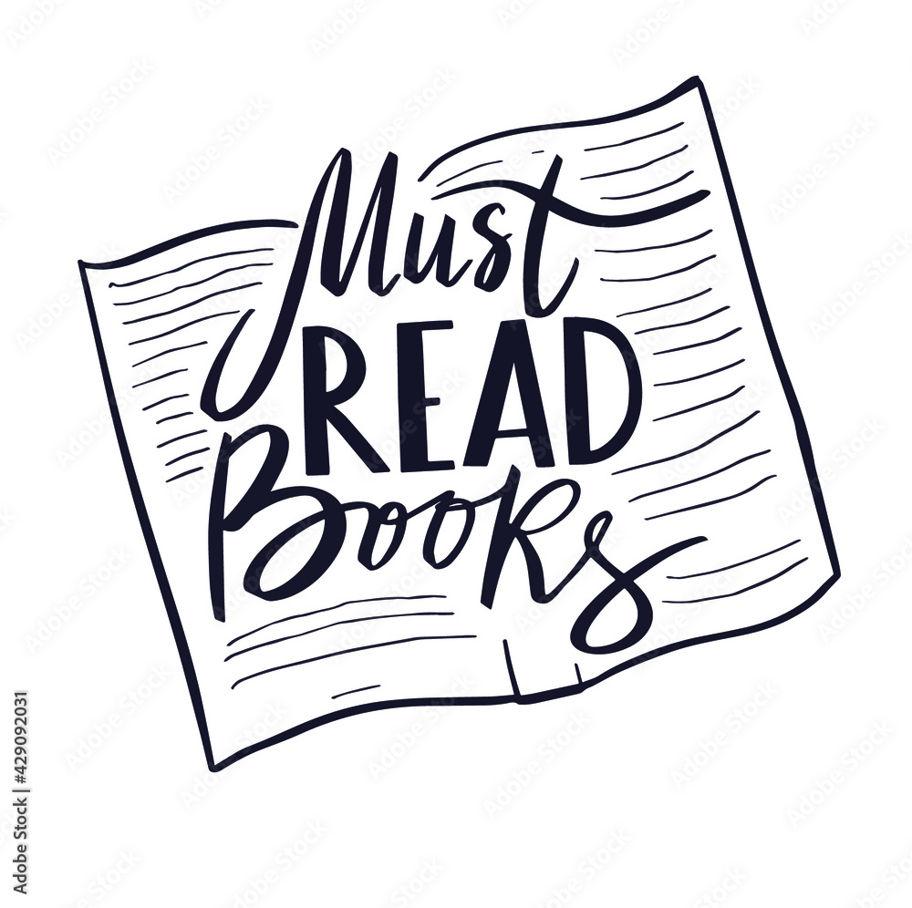 Vector de Stock Must read books. Reading books lettering. Interesting ...