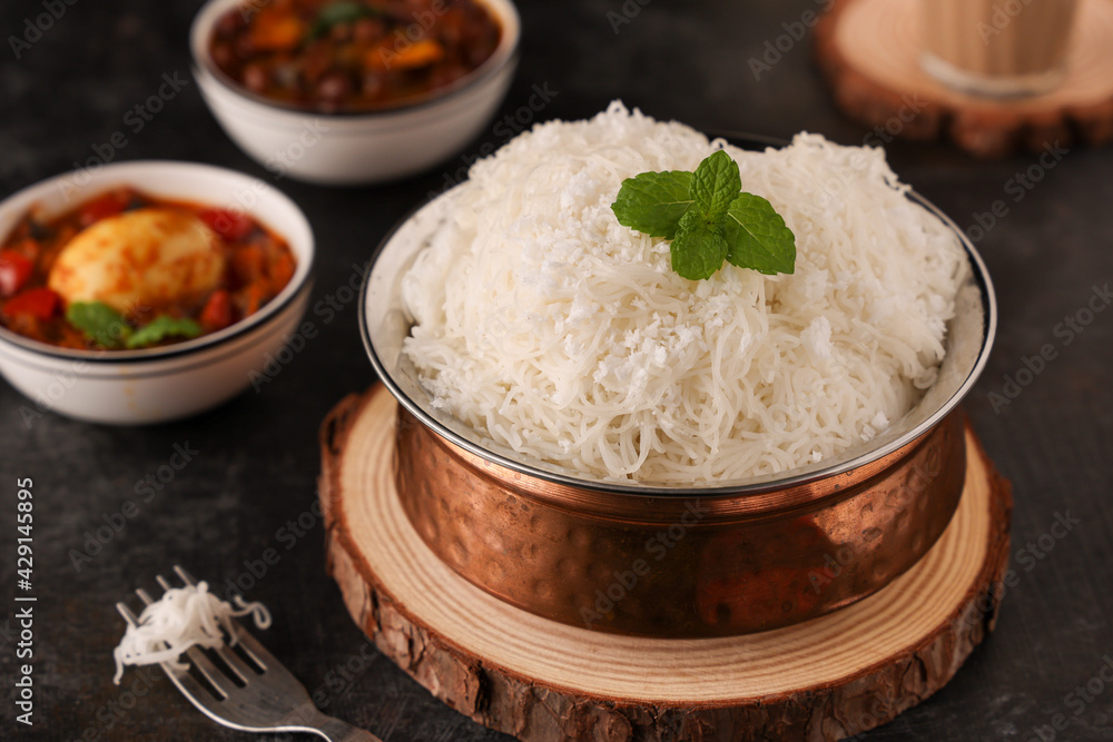 Noolappam, Idiyappam, rice noodles a popular traditional steam cooked ...