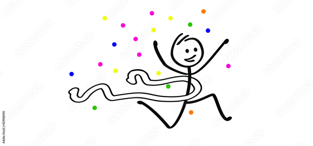 Image vectorielle Stock Hand drawn, stickman running the finish line ...