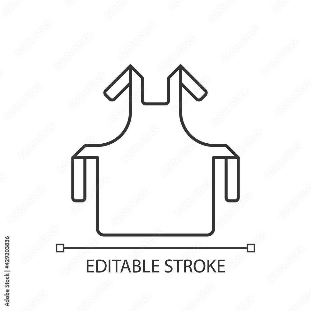 Medical apron linear icon. Protective wear. Sterile suit to work in ...