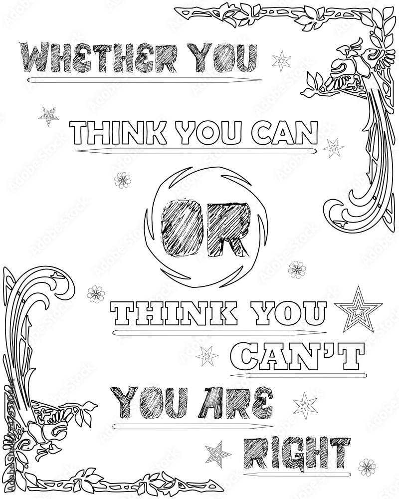 Growth Mindset Coloring Page In White Background Stock Illustration ...