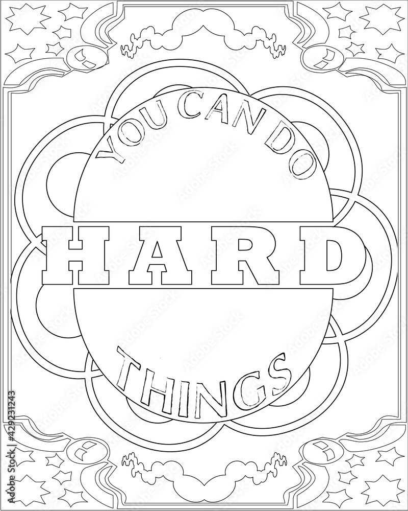 Growth Mindset Coloring Page In White Background Stock Illustration ...
