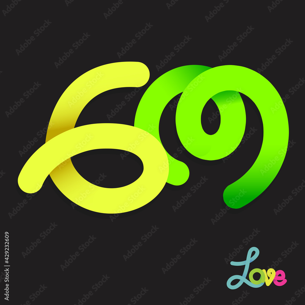 Handwriting of neon light number effect celebrating love concept ...