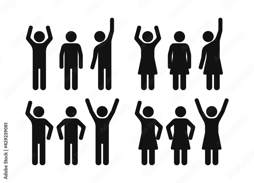 Symbol of stick man illustration, different poses, gestures, and waved ...