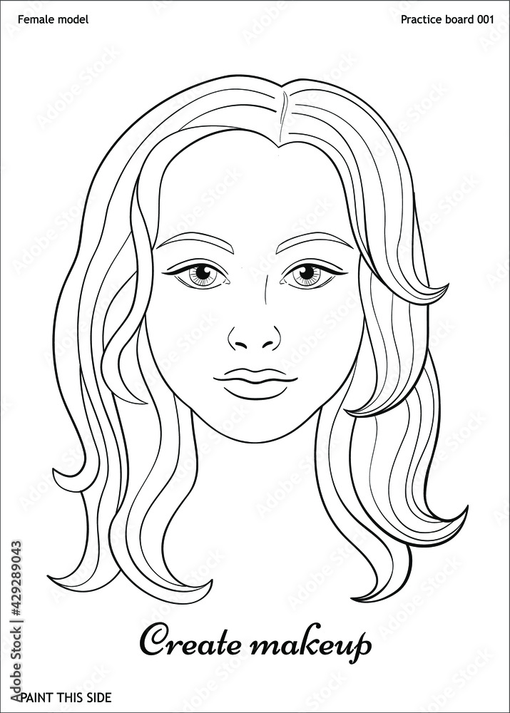 Vector drawing woman face. Template for face art, makeup, coloring book ...