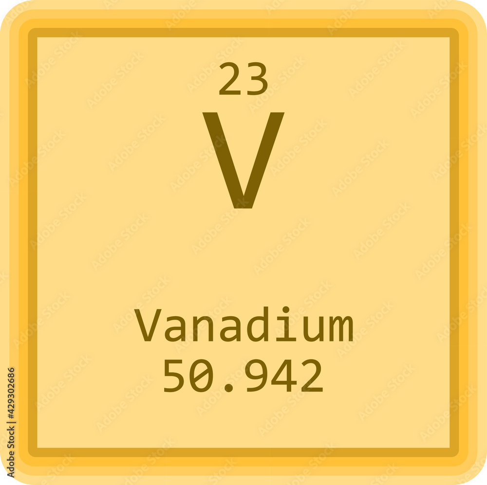 V Vanadium Transition metal Chemical Element Periodic Table. Square ...