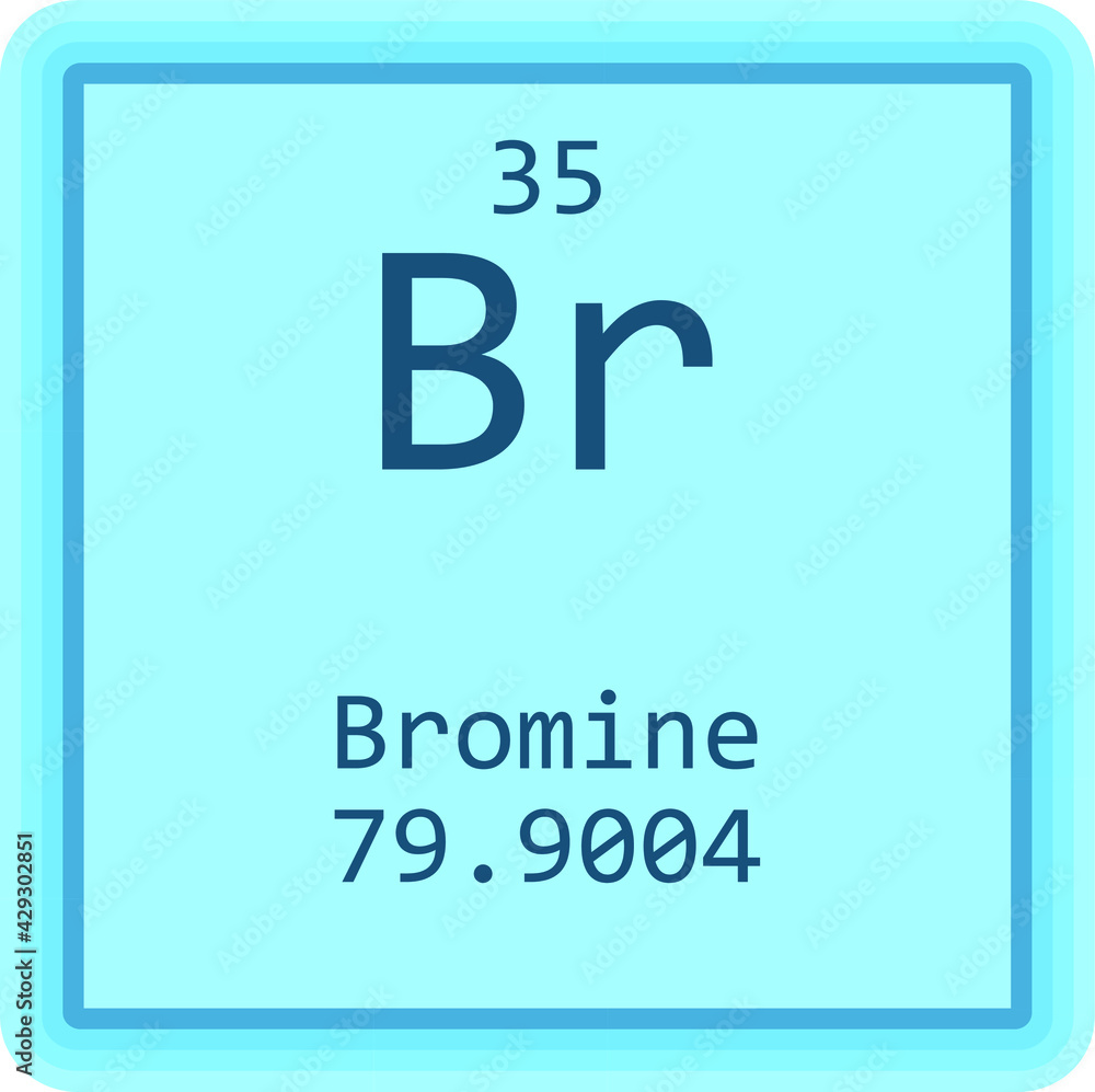 Br Bromine Halogen Chemical Element Periodic Table. Square vector ...