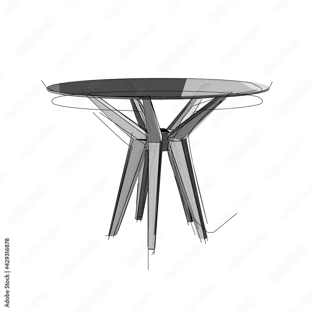 Technical drawing of a restaurant round table in an architectural style ...