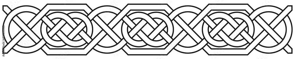 Celtic border with circles. Linear border made with Celtic knots for ...