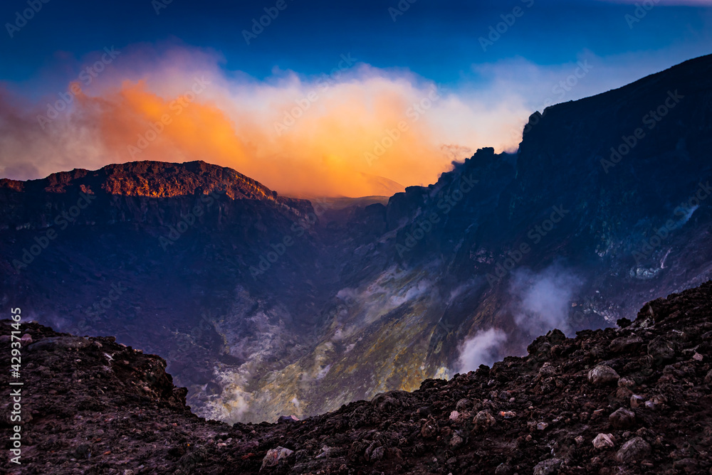 Inside the volcano. Inside the top crater of Mt Etna - the highest ...