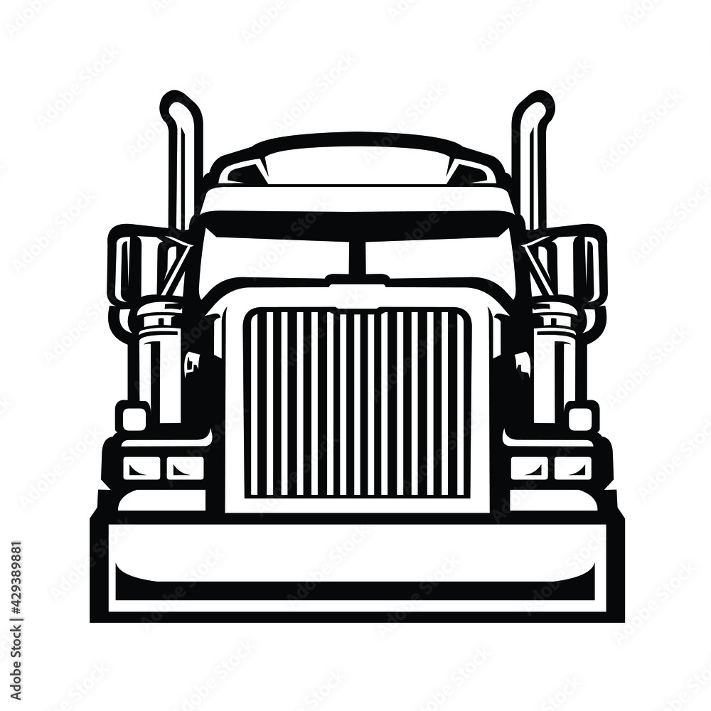 Semi truck vector front view isolated. 18 wheeler vector Stock Vector ...