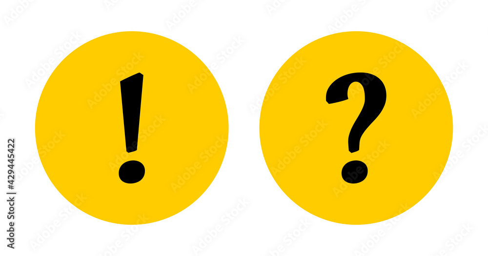 Warning and Info Flat Round Icon Set with Exclamation Mark and Question ...
