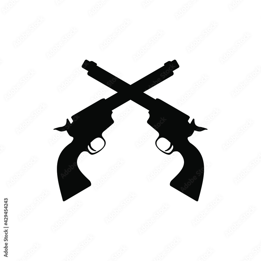 Crossed Gun Pistol Colt Revolver Sign Symbol Icon Black Silhouette ...