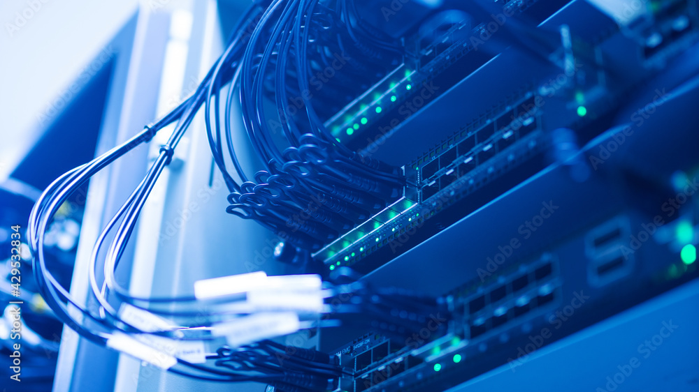 Photo Stock Fiber octic types of network cables with the ability to ...