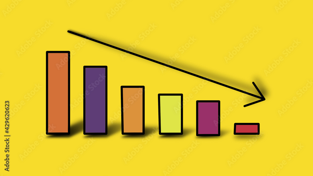 Infographic diagram declining trend bar chart,illustration can be used ...