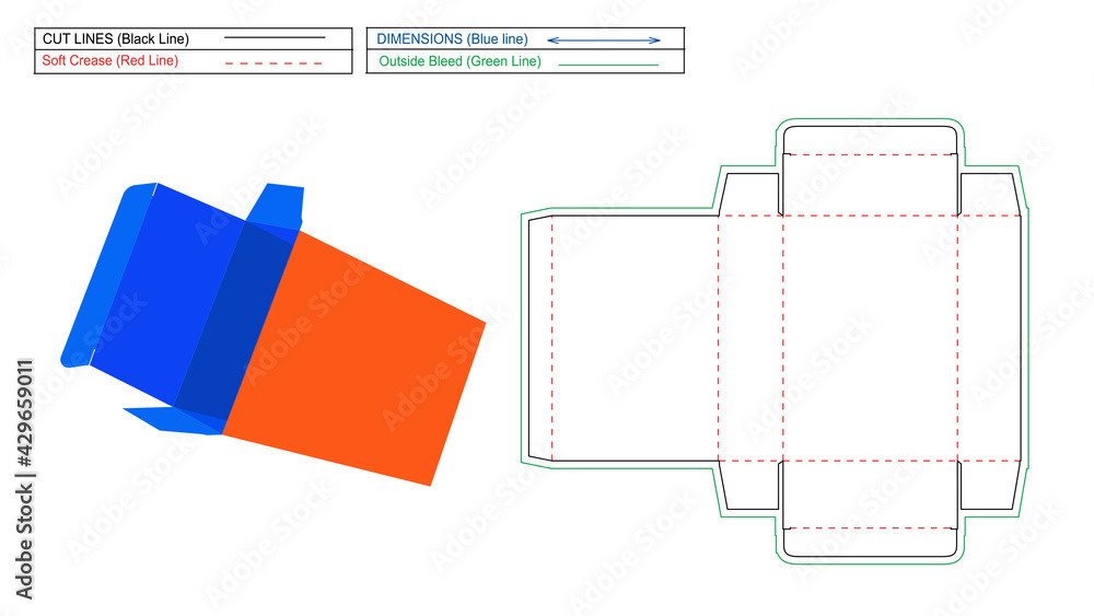 Straight Tuck End box product box, resizeable box dieline template and ...