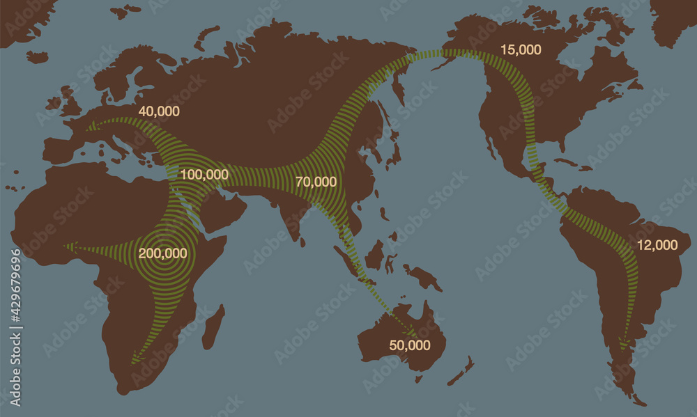 Early human migration paths beginning from africa to the whole world ...