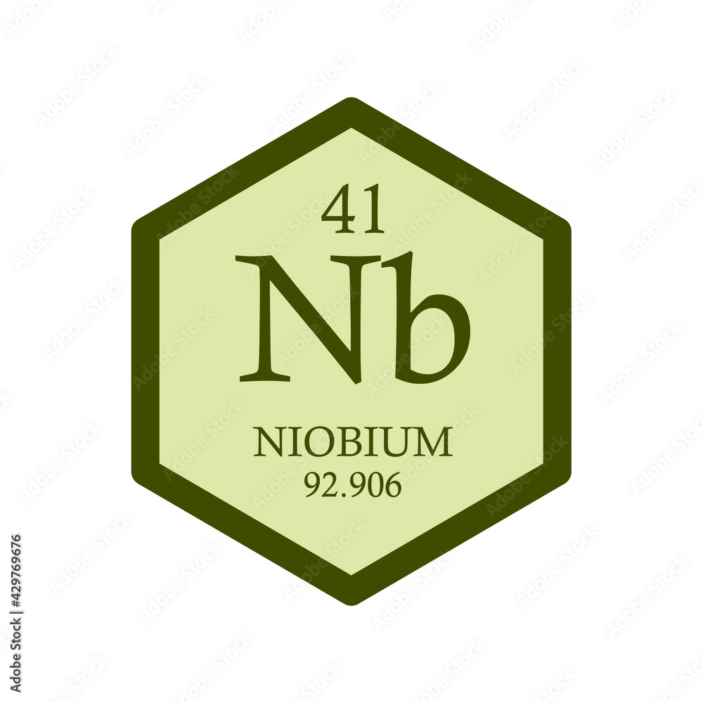 Nb Niobium Transition metal Chemical Element Periodic Table. Hexagon ...