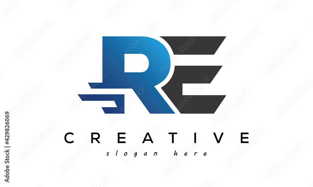 Initial Letter RE Fast Logo Design Template Stock Vector | Adobe Stock
