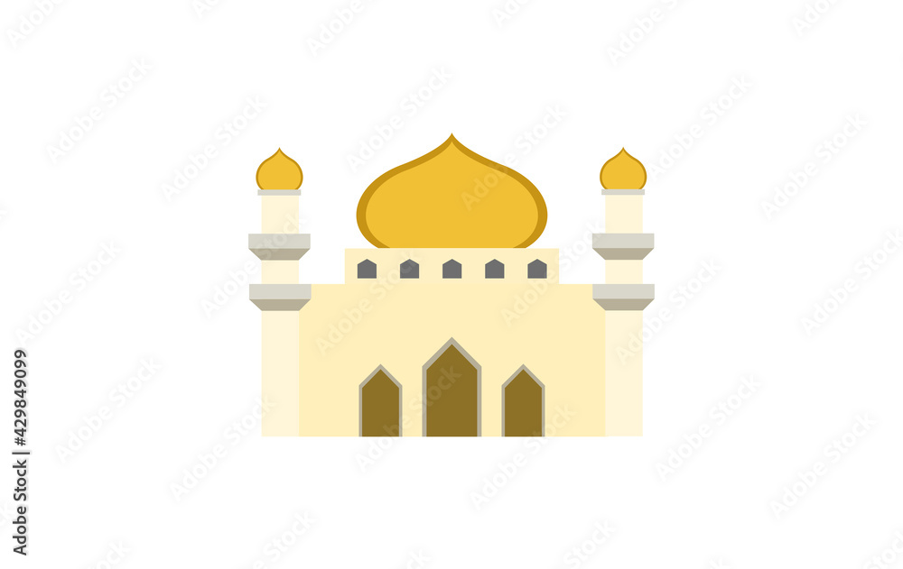 Mosque building vector emoticon icon. Isolated Mosque colored emoji ...
