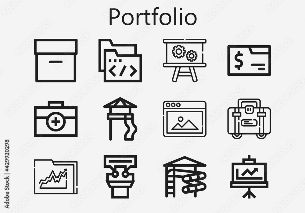 Premium set of portfolio [S] icons. Simple portfolio icon pack. Stroke ...