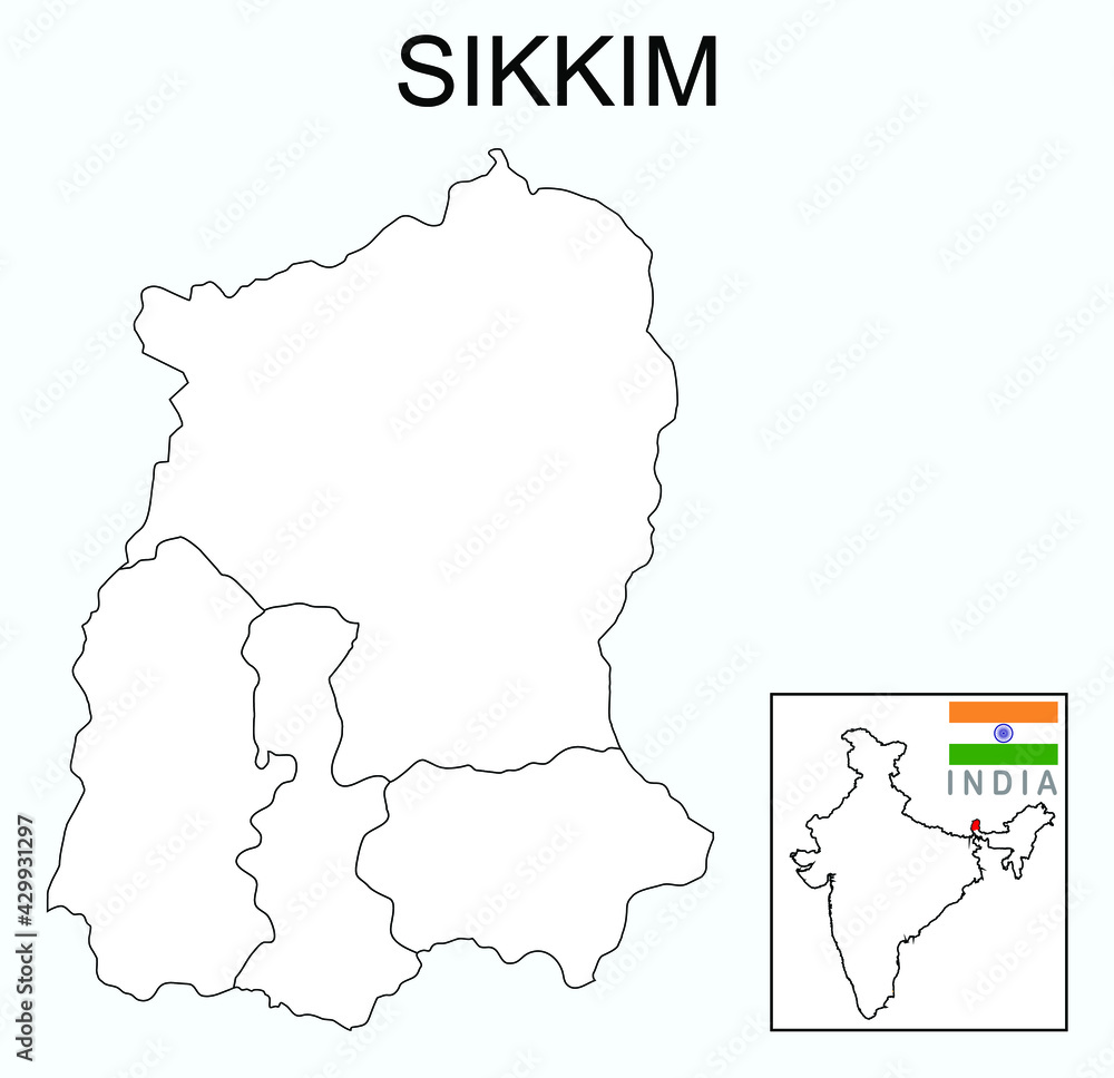 Sikkim map Stock Vector | Adobe Stock