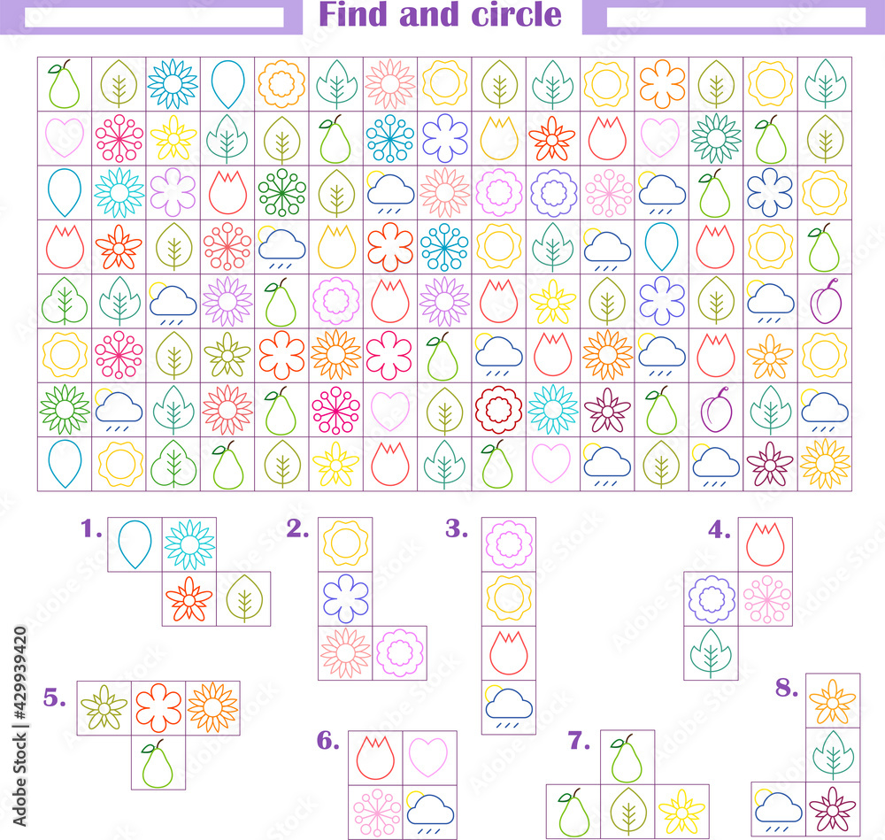 Vector de Stock Coloring pages for kids. Color in with the color shown ...