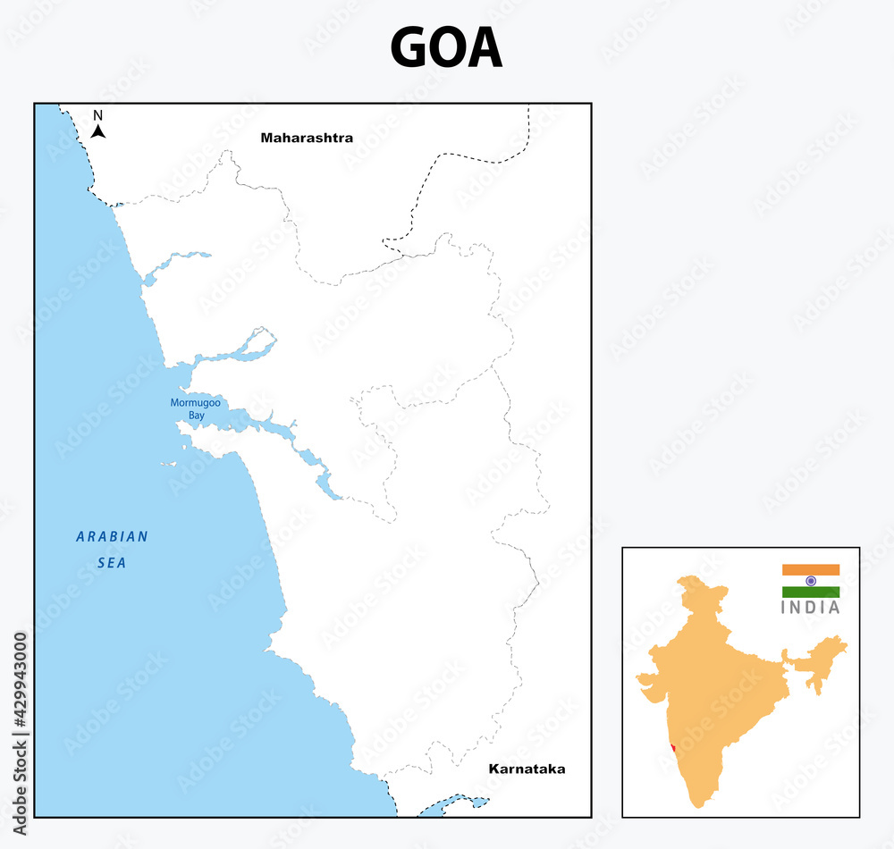 Ilustración de Stock Goa map. Goa map with neighboring countries and ...
