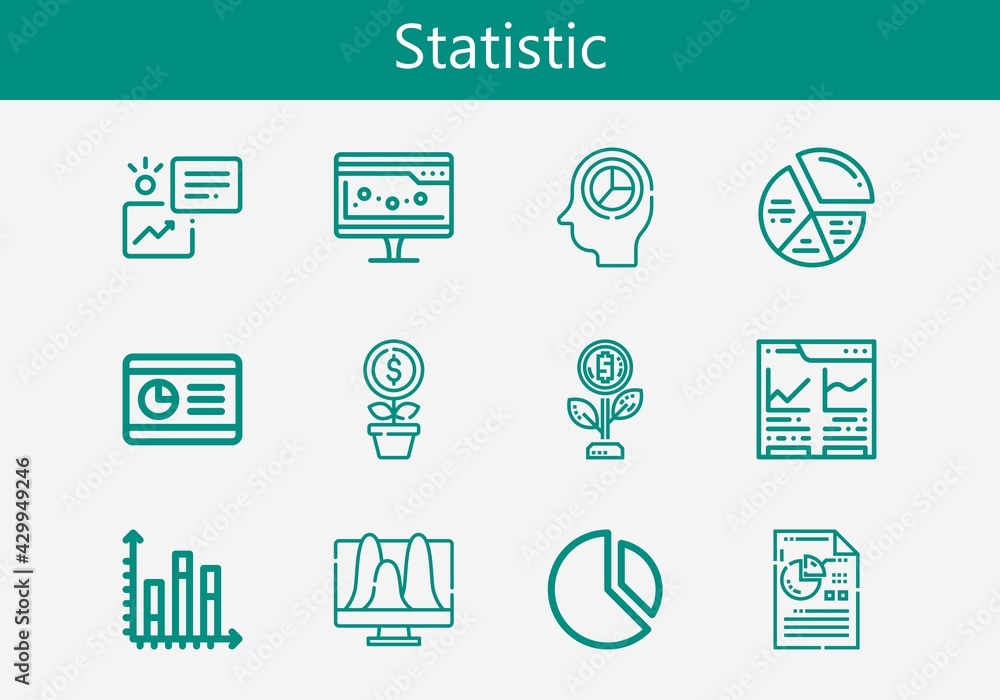 Premium set of statistic line icons. Simple statistic icon pack. Stroke ...