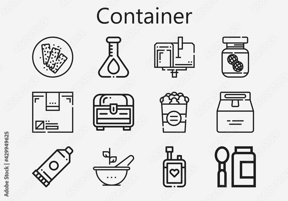 Premium set of container [S] icons. Simple container icon pack. Stroke ...