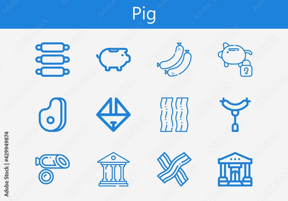 Premium set of pig line icons. Simple pig icon pack. Stroke vector ...