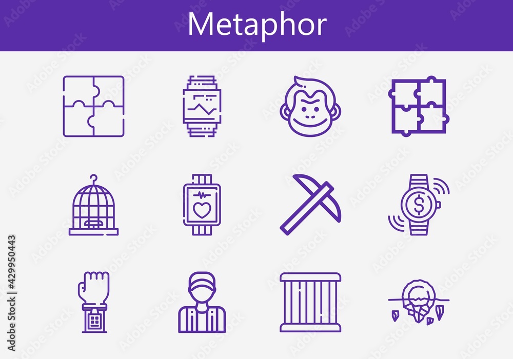 Premium set of metaphor line icons. Simple metaphor icon pack. Stroke ...