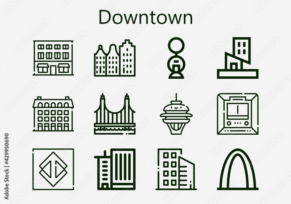 Image vectorielle Stock Premium set of downtown [S] icons. Simple ...