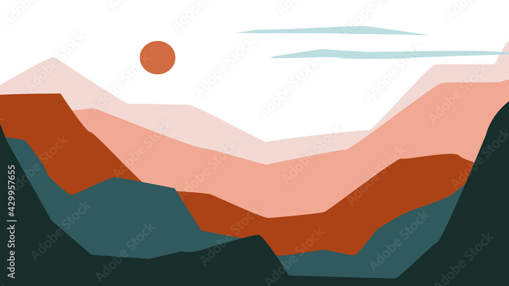abstract wavy shapes mountain and hills landscape, vector illustration ...