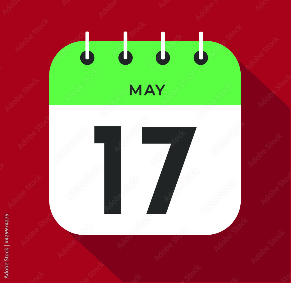 May day 17. Number seventeen on a white paper with green color border ...