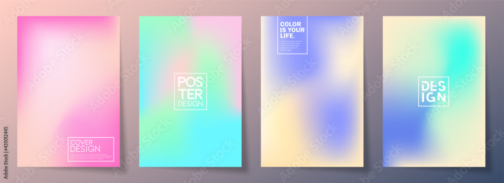 Set of soft rainbow cover design template. Abstract blurred gradient ...