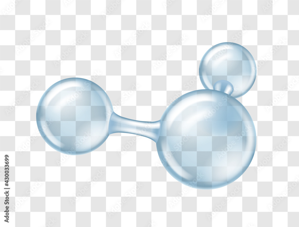 Molecule model on transparent background. Molecular formula of water ...