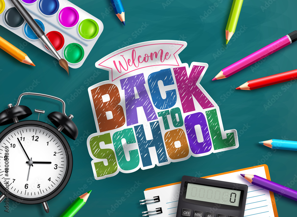Back to school vector background design. Welcome back to school text ...